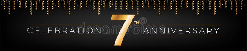 7th Anniversary. Seven Years Birthday Celebration Horizontal Banner ...