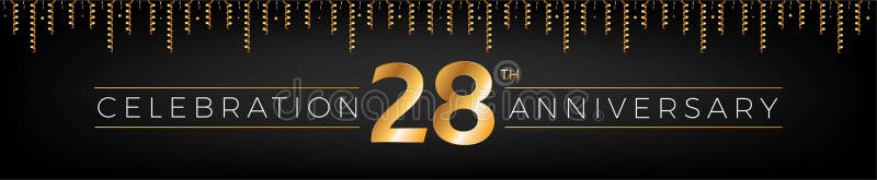 28th Anniversary. Twenty-eight Years Birthday Celebration Horizontal ...