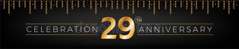 29th Anniversary. Twenty-nine Years Birthday Celebration Horizontal ...