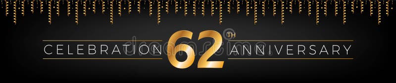 62th Anniversary. Sixty-two Years Birthday Celebration Horizontal ...