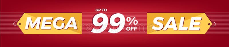 99 Off. Horizontal Red Banner. Advertising for Mega Sale. Up To Ninety ...