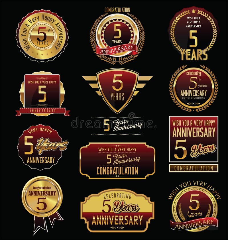 Anniversary Golden Label Collection 5 Years Stock Illustration ...