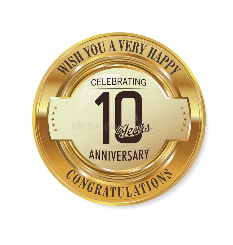 Golden Anniversary Labels 10 Years Stock Illustration - Illustration of ...