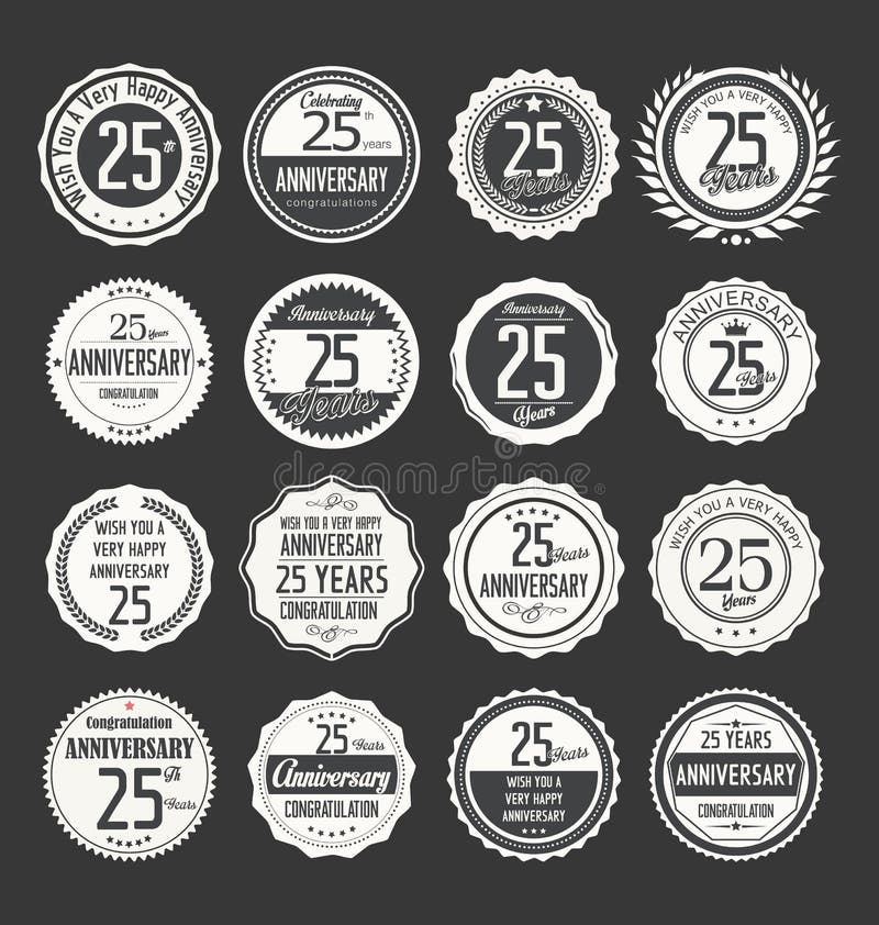 Anniversary Label Collection, 25 Years Stock Illustration ...