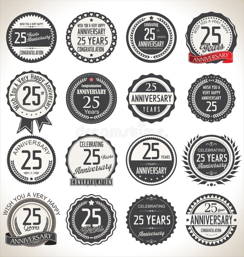 Anniversary Label Collection, 25 Years Stock Illustration ...