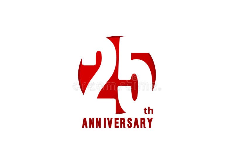 25 Years Anniversary Vector Template with Red Color, 25th Birthday Logo ...