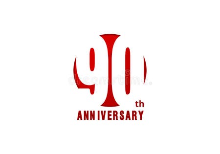 90 Years Anniversary Vector Logo Template with Red Color, 90th Birthday ...