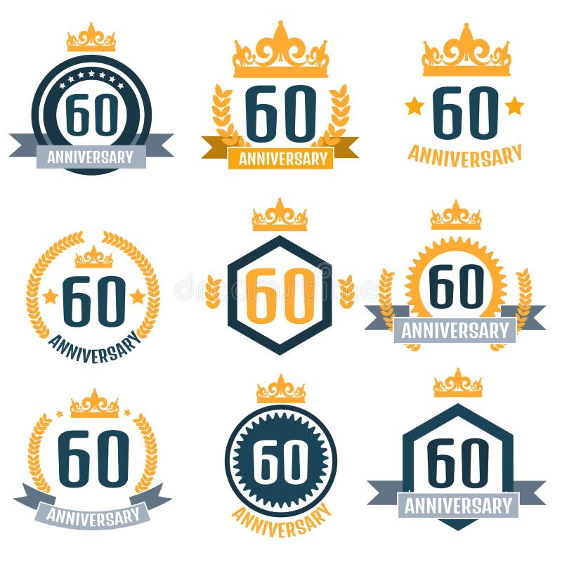 Isolated Abstract Golden 60th Anniversary Logo on White Background. 60 ...