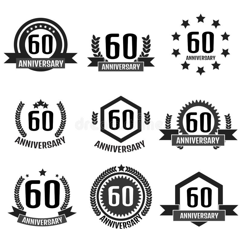 60 Years Celebrating Anniversary Design Template. 60th Logo. Vector and ...