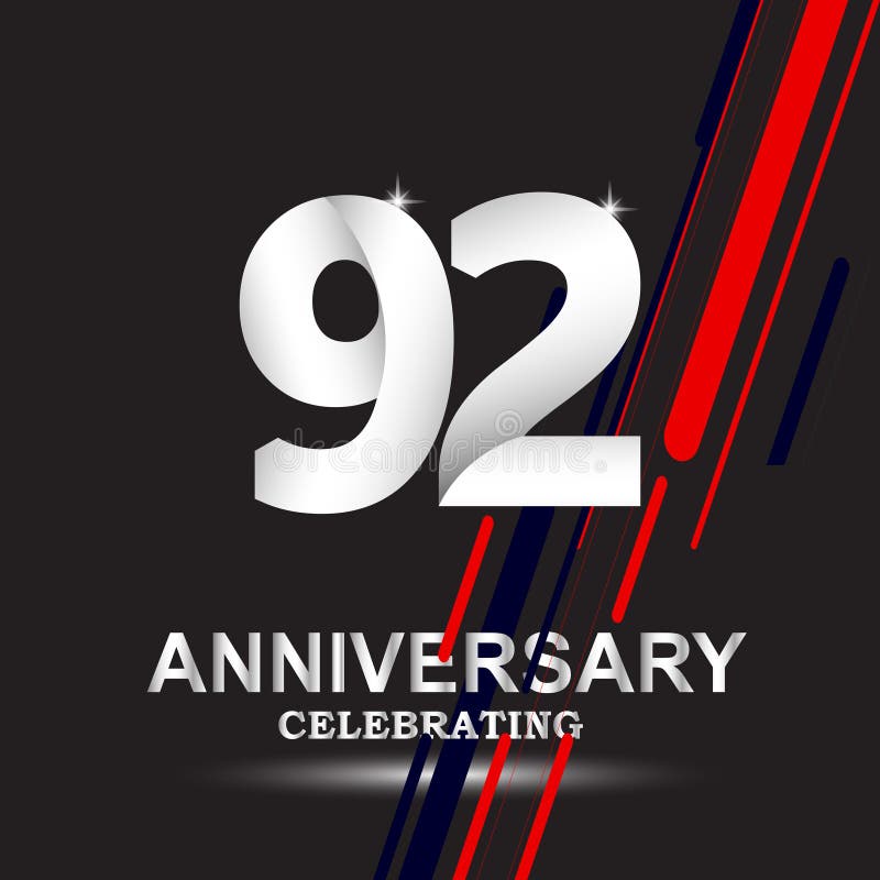 92 Anniversary Logo Vector Template. Design for Banner, Greeting Cards ...