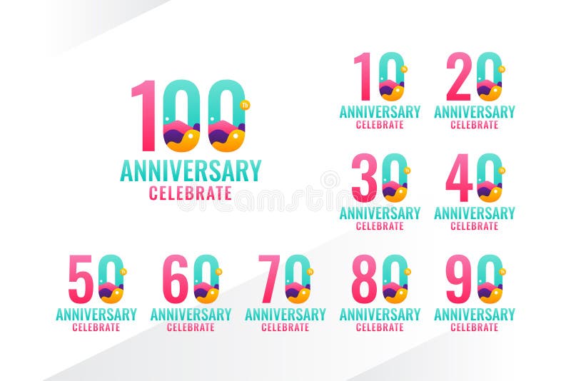 Anniversary Number Design Colorful Style Stock Vector - Illustration of ...