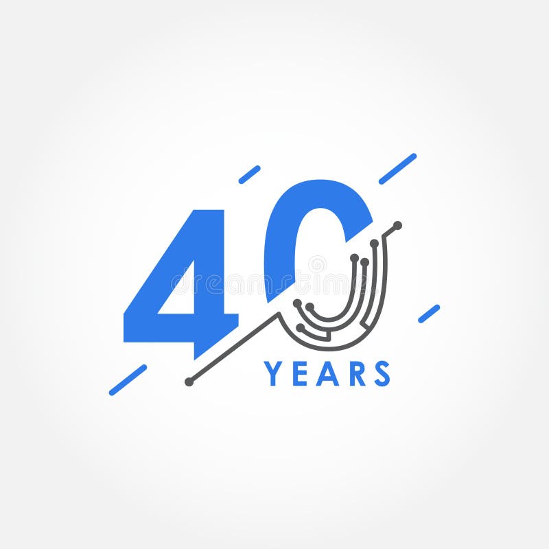 40 Anniversary Numbers Blue Elegant Design Stock Vector - Illustration ...