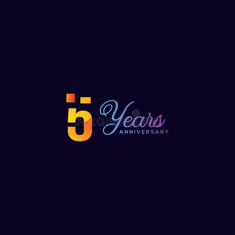 5 Anniversary Numbers Gradient Design Stock Illustration - Illustration ...