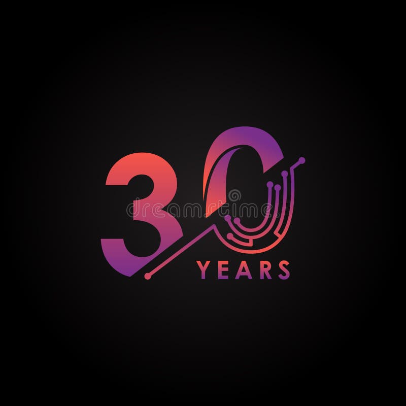 30 Anniversary Purple Numbers Design for Celebrate Stock Vector ...