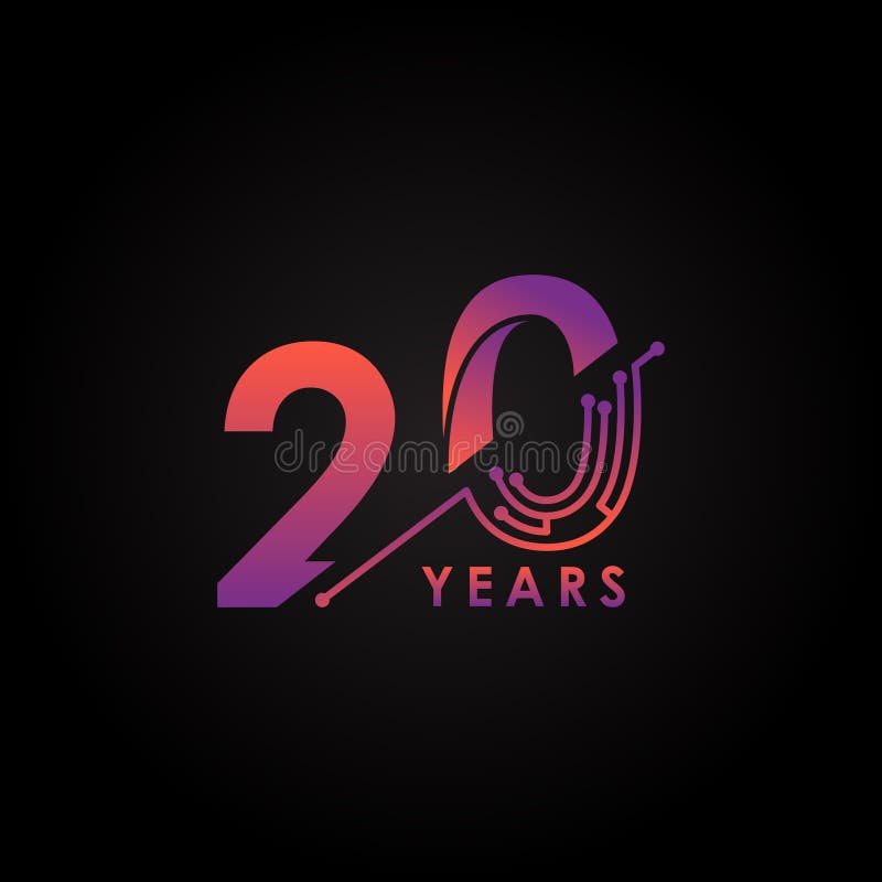 20 Anniversary Purple Numbers Design for Celebrate Stock Vector ...