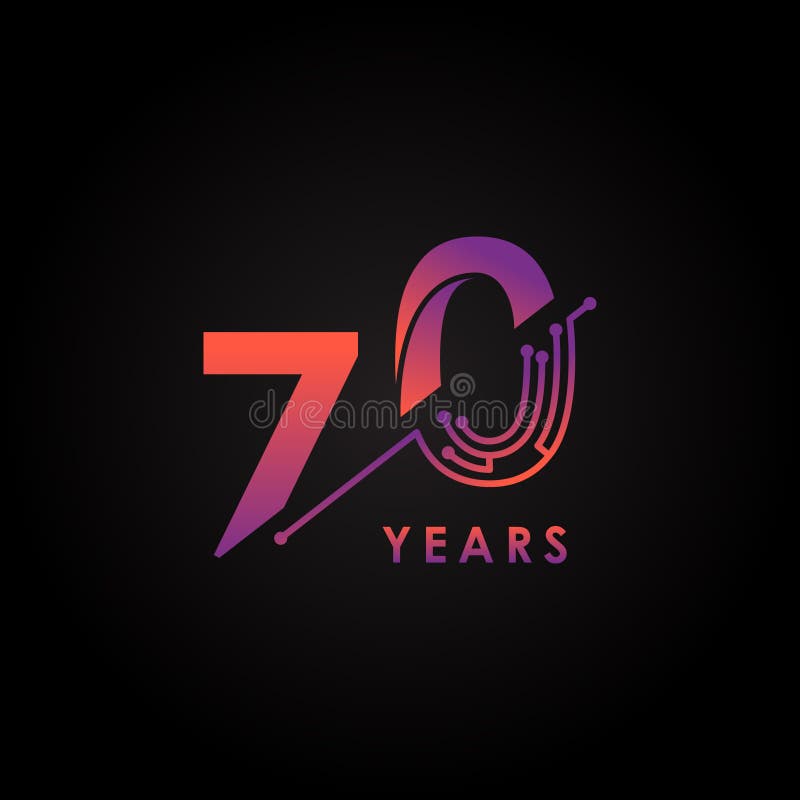 70 Anniversary Purple Numbers Design for Celebrate Stock Vector ...