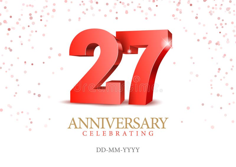 Anniversary 27. Red 3d Numbers Stock Vector - Illustration of luxury ...