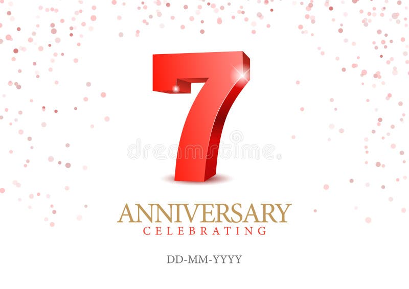 Anniversary 7. Red 3d Numbers Stock Vector - Illustration of happy ...