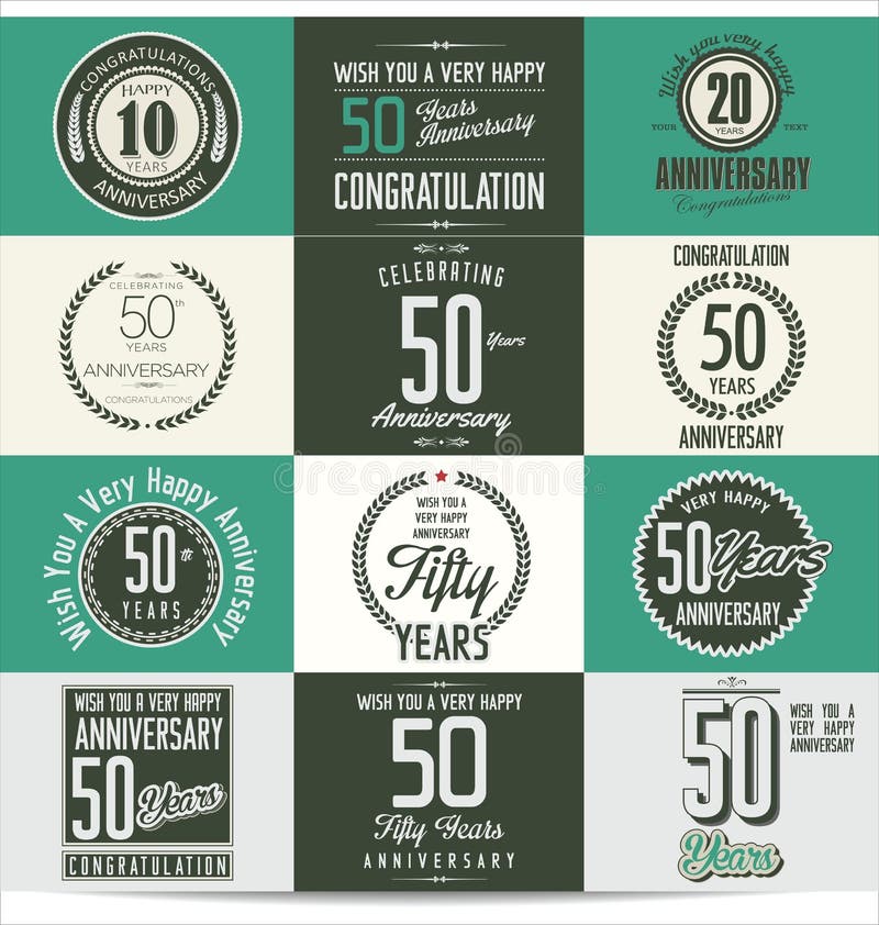 Anniversary retro labels stock illustration. Illustration of happy ...