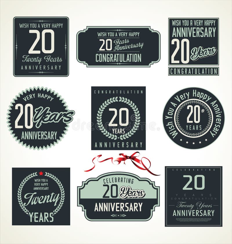 Anniversary Retro Labels, 20 Years Stock Illustration - Illustration of ...