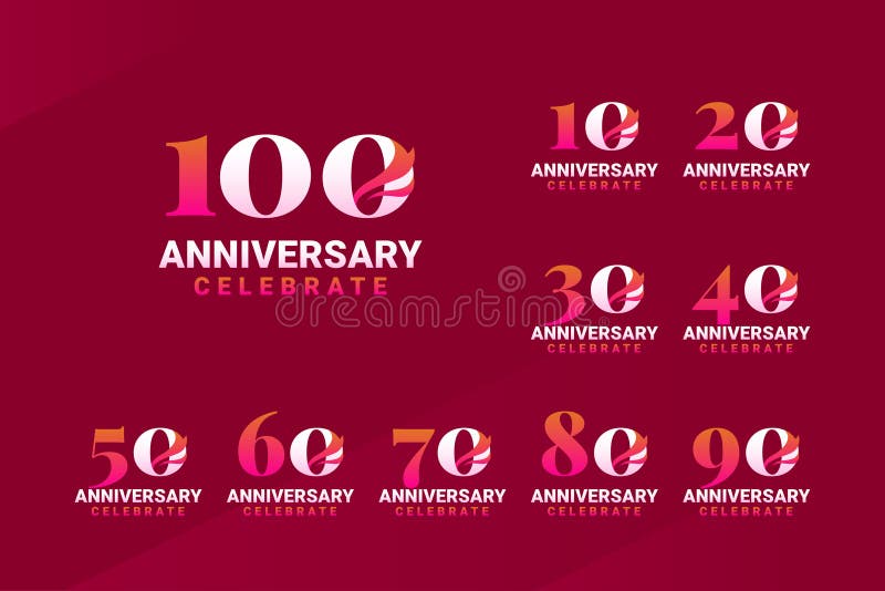Anniversary Set Number Ribbon Design Stock Vector - Illustration of ...