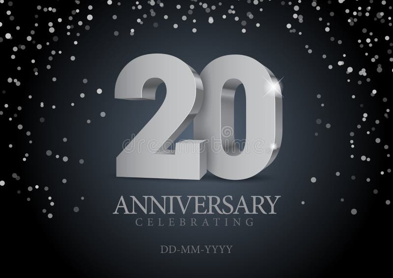 Anniversary 20. Silver 3d Numbers Stock Vector - Illustration of ...