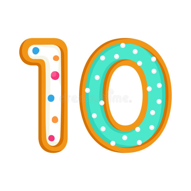10 Anniversary Sweet Cookies Number Vector Illustration Stock Vector ...