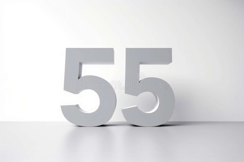 Anniversary 55. White 3d Numbers. Poster Template for Celebrating 55th ...