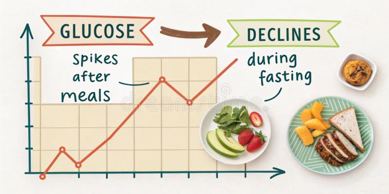 An Annotated Chart with Arrows Pointing To Areas of Glucose Spikes ...