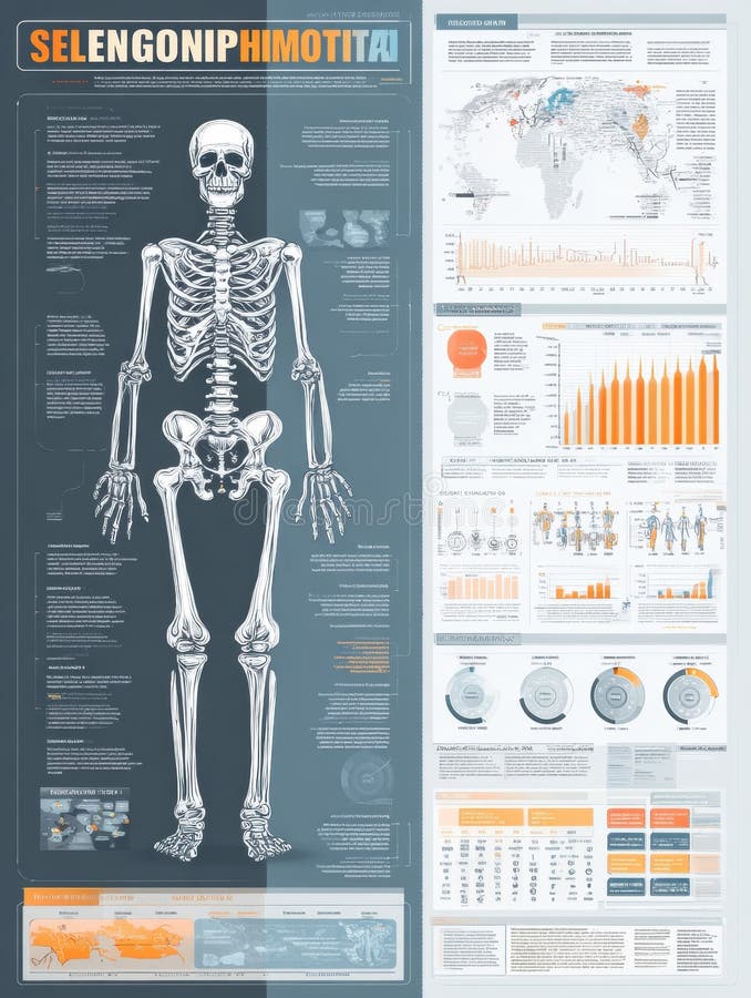 Educational Anatomy Poster Showcasing a Human Skeleton with Detailed ...
