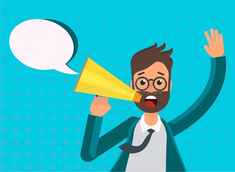 Announcement Vector Concept. Blonde Man with Megaphone Stock Vector ... Announcement Vector Concept. Blonde Man with Megaphone Stock Vector ...