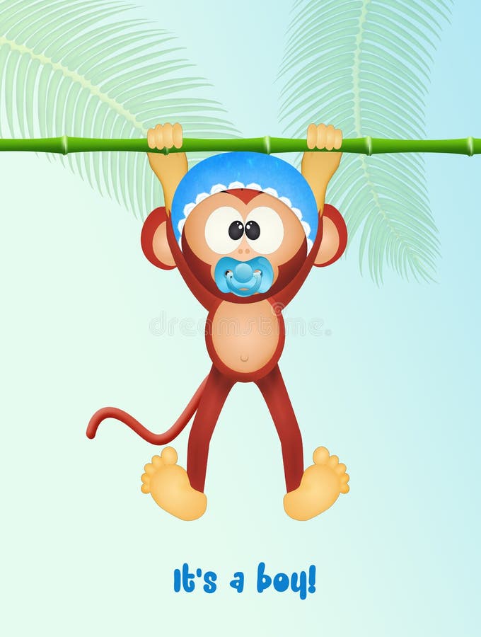 Announcement for birth stock illustration. Illustration of monkey ...
