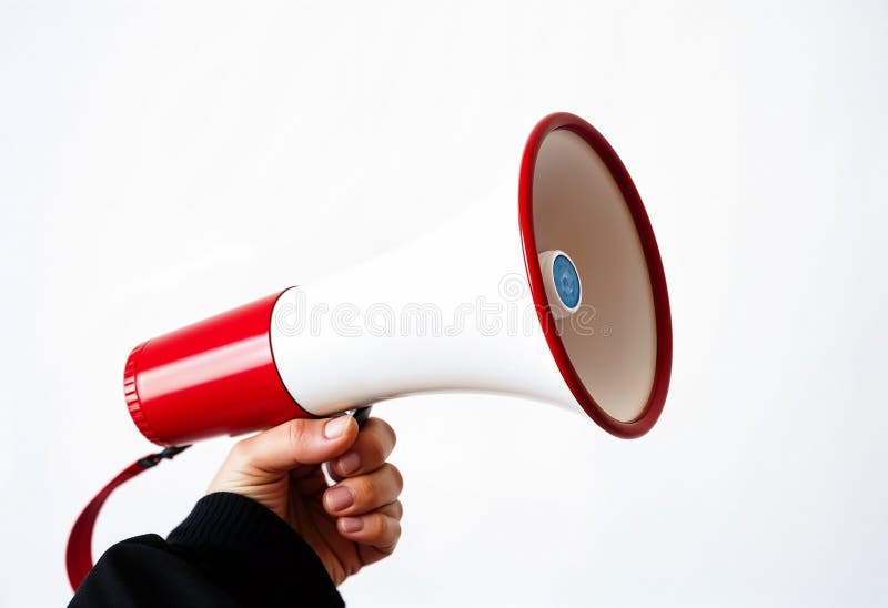 Announcement - Hand with Megaphone Isolated on White Background Stock ...