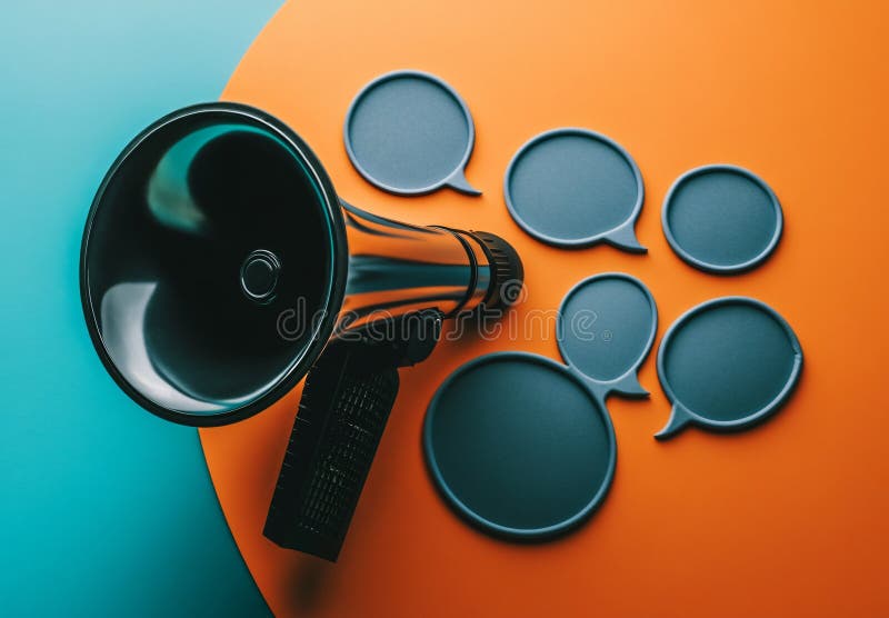 Announcement Megaphone with Speech Bubbles High Quality Image Stock ...