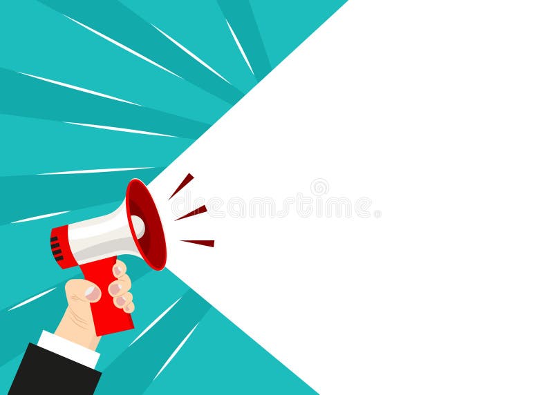 Announcement Message Template with Loudspeaker. Hand Holding Megaphone ...