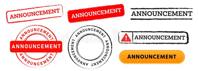 Announcement Rectangle and Circle Stamp Label Sticker Sign Attention ...