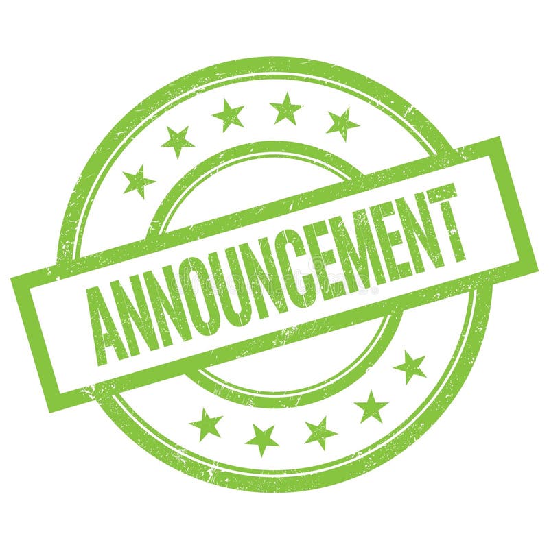 ANNOUNCEMENT Text Written on Green Vintage Stamp Stock Illustration ...