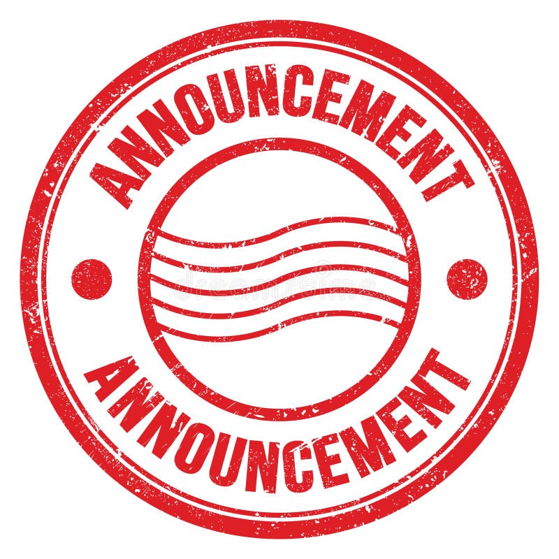 ANNOUNCEMENT Text Written on Red Round Postal Stamp Sign Stock ...