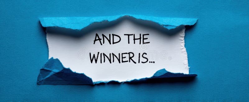 The Announcement of the Winner is Revealed on a Creative Blue ...