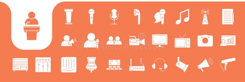 Announcer Flat Icons Set Design Vector Stock Illustration ...
