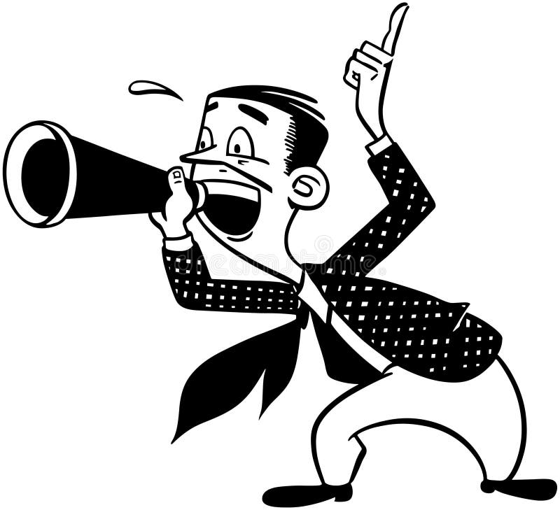 Announcer with Megaphone stock vector. Illustration of salesman - 42099104