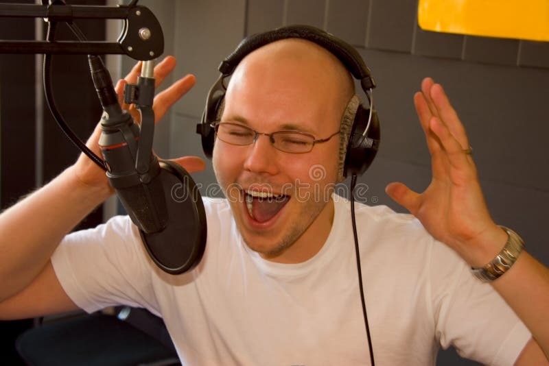 Announcer at radiostation stock image. Image of equipment - 2906685