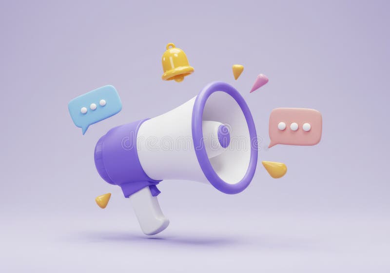 Announcing with Megaphone and Notifications, Communication Render Stock ...