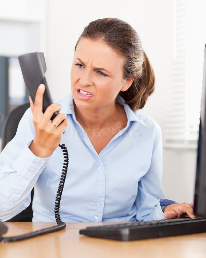 Annoyed Businesswoman in Office Stock Image - Image of businesswoman ...