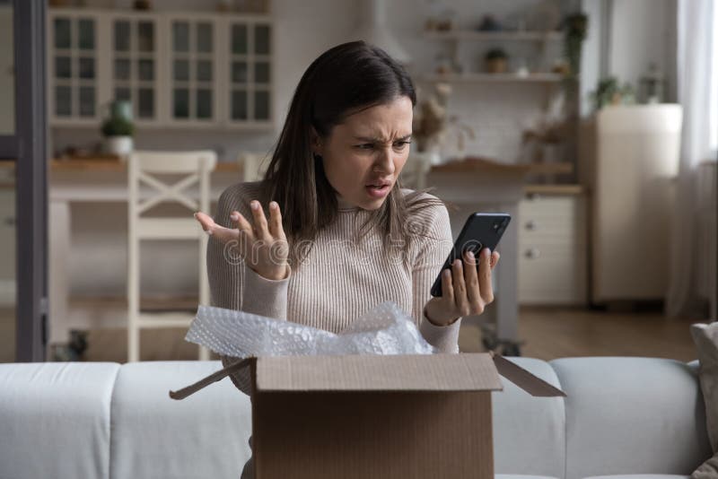 Annoyed Confused Customer Receiving Wrong Parcel from Internet Store ...