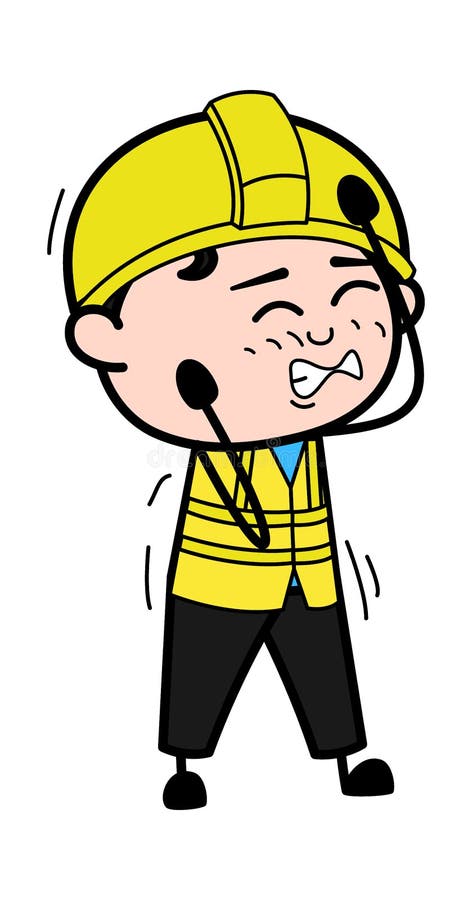 Engineer Cartoon Character with Blueprint Stock Vector - Illustration ...