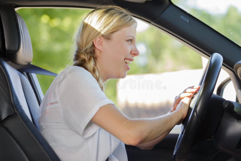 Annoyed Female Driver Inside Car Stock Photo - Image of vehicle, shout ...