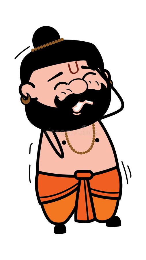 Angry Pandit Cartoon with One Hand Raised Stock Illustration ...