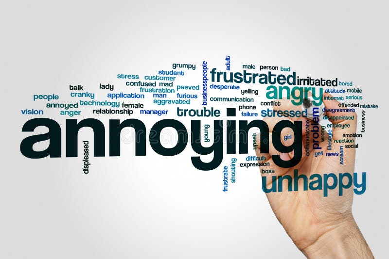 Annoying Word Cloud on Grey Background Stock Image - Image of anger ...
