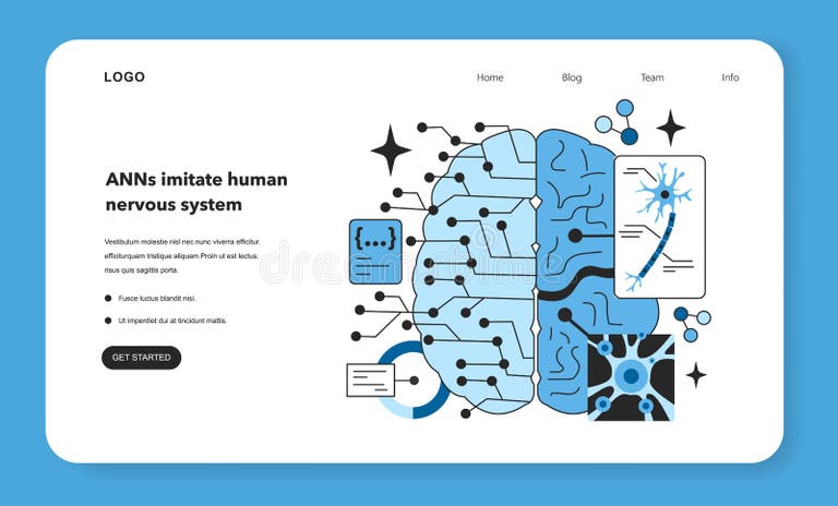 ANNs Imitate Human Nervous System Web Banner or Landing Page. Stock ...
